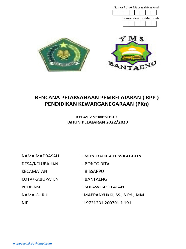 RPP 1 Lembar PKN Kelas 7 Semester 2 | PDF | Kesehatan Holistik