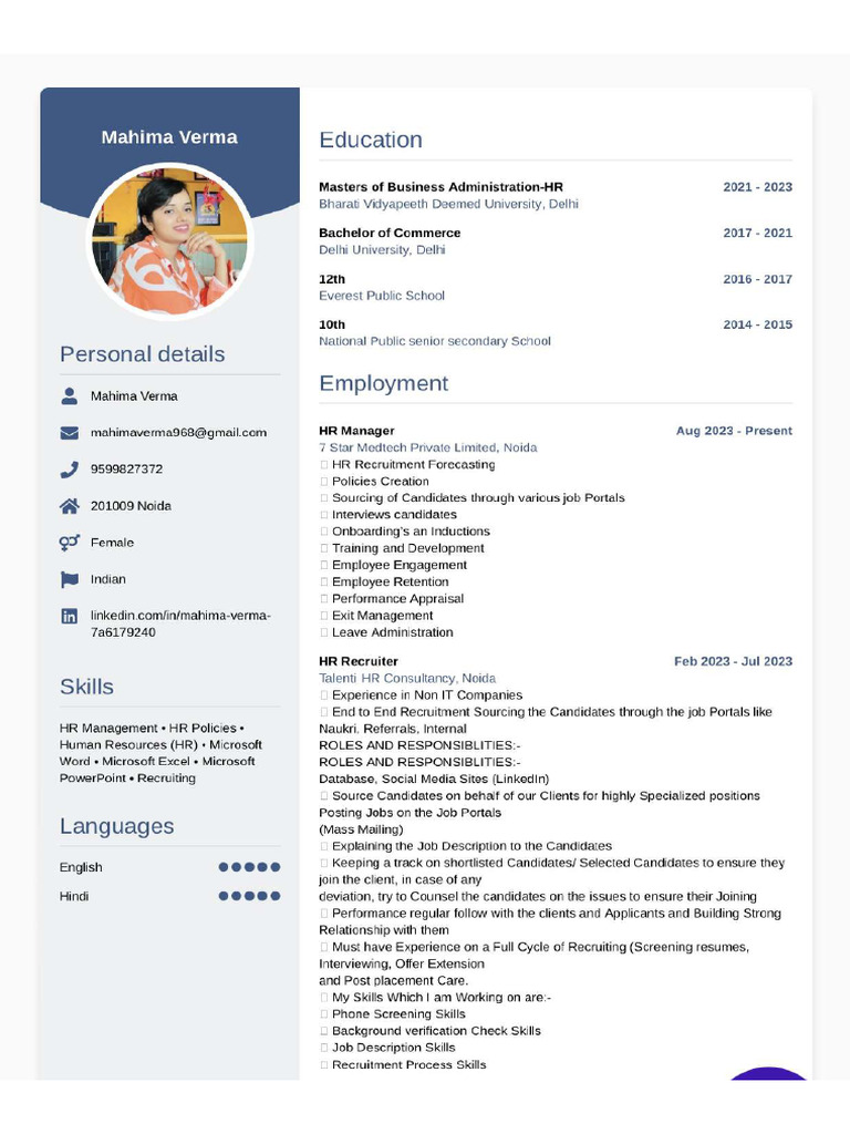 Mahima Verma CV | PDF Mahima Verma CV | PDF