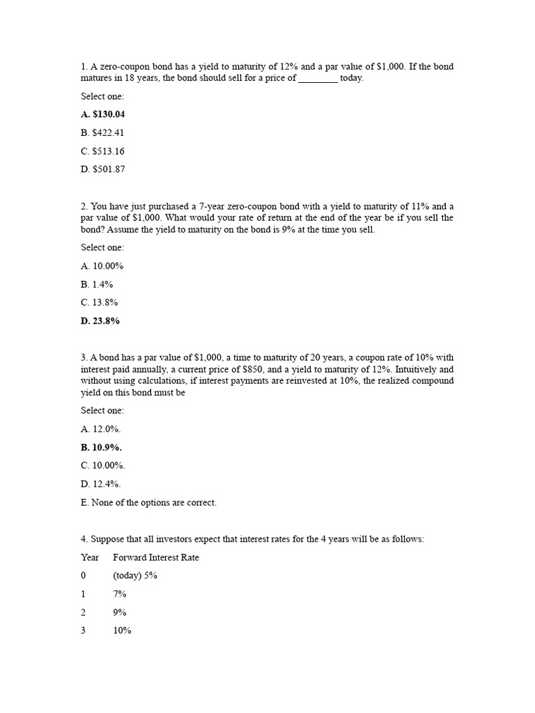Midterm Practice (Solution) | PDF | Bonds (Finance) | Bond Duration
