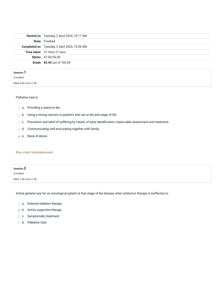 Final Test - Attempt Palliative Care | PDF | Palliative Care | Terminal ...