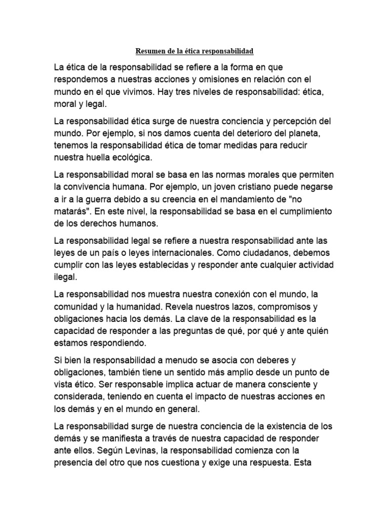 Ética de La Responsabilidad | PDF | Moralidad | Sociedad