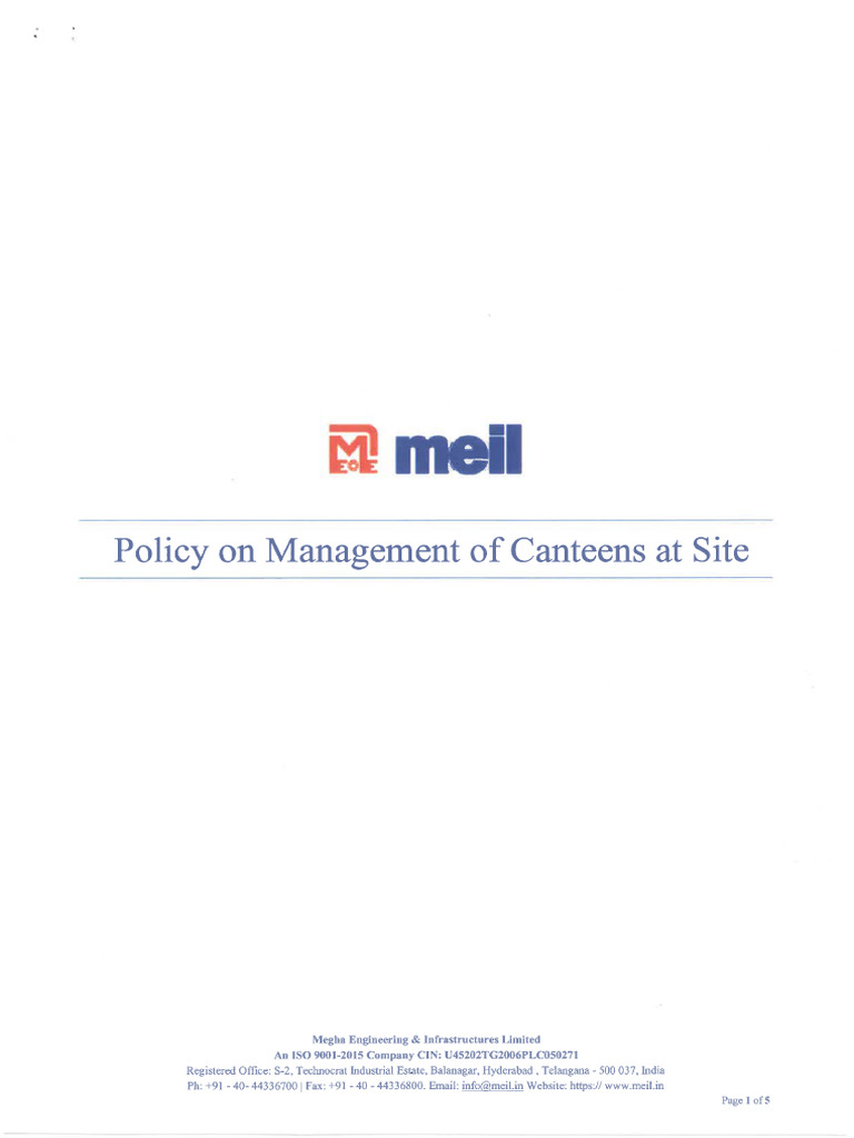 POLICY On Canteen - 290224 | PDF