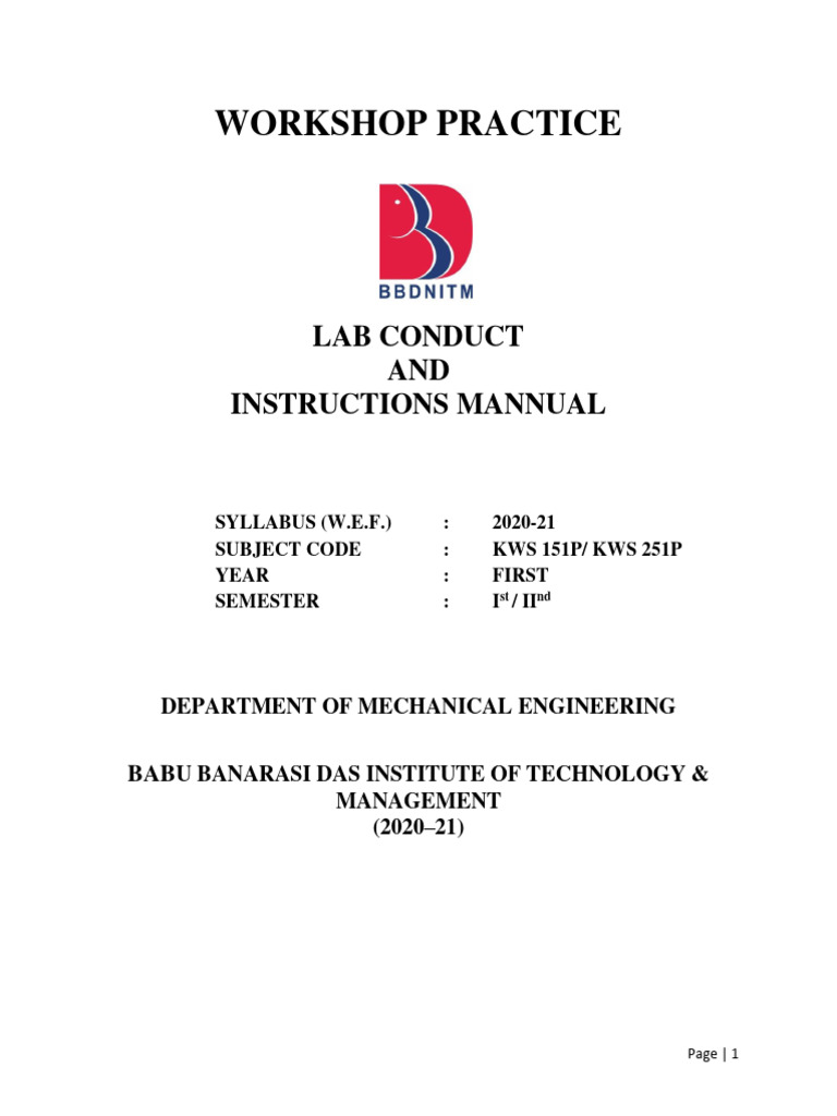 WS Manual (Updated) | PDF | Materials Science | Drill