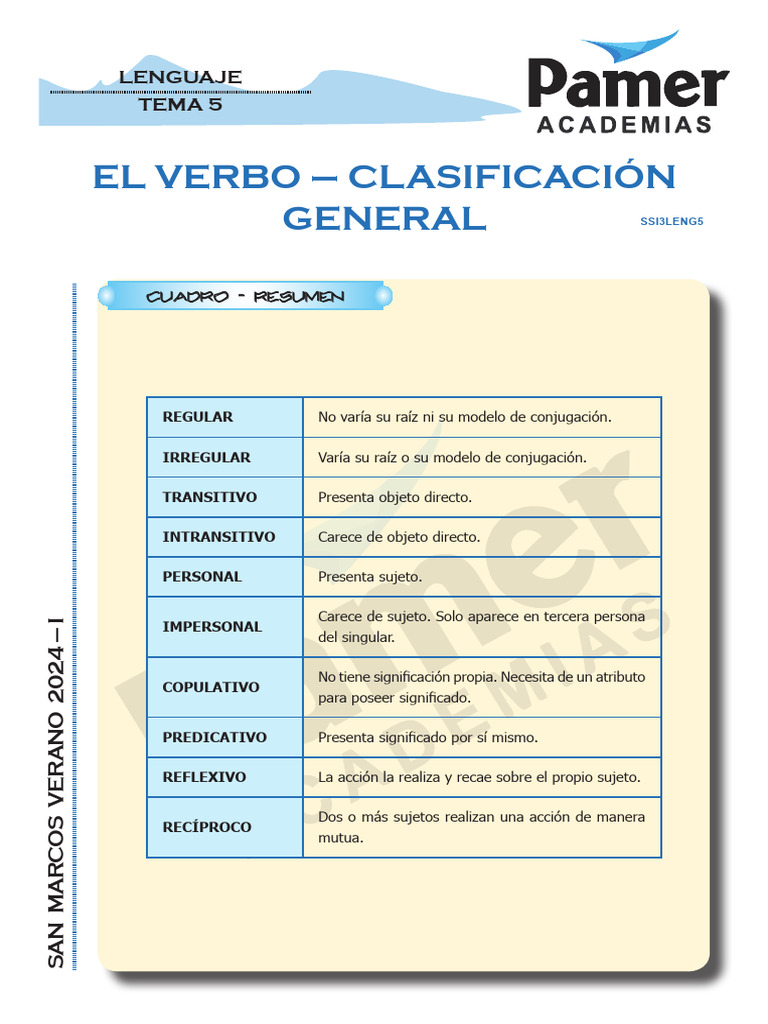 Clasificación de Verbos en Español | PDF | Verbo | Morfología Lingüística
