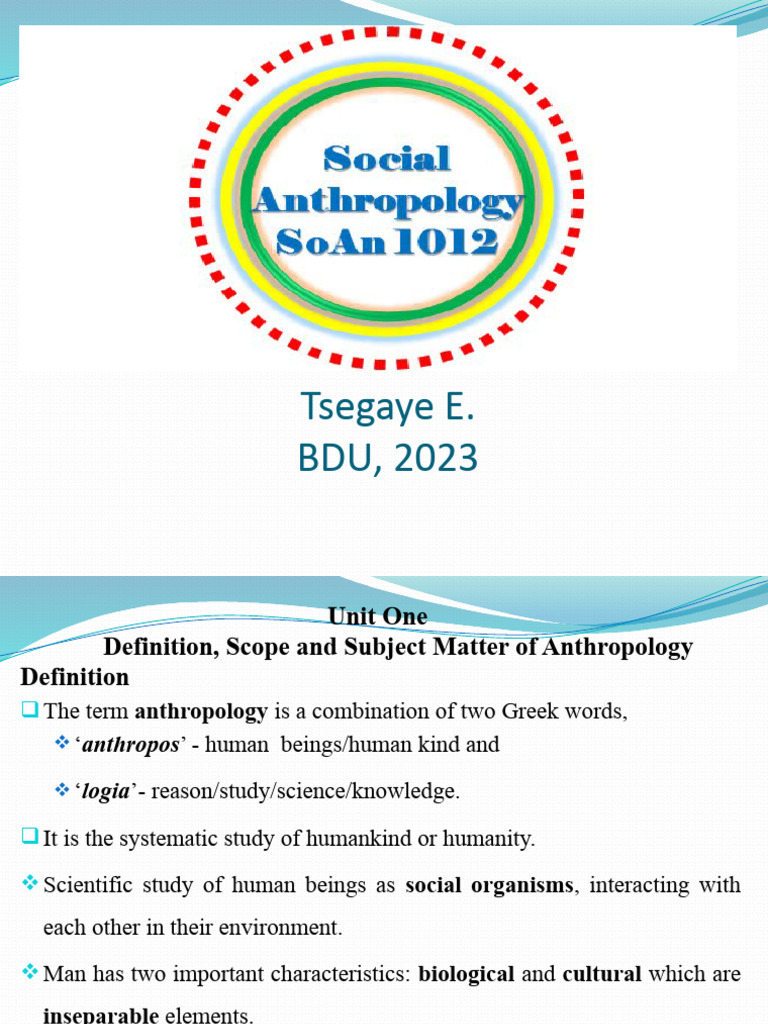SoAn 1012 PPT Unit 1 | PDF | Anthropology | Science