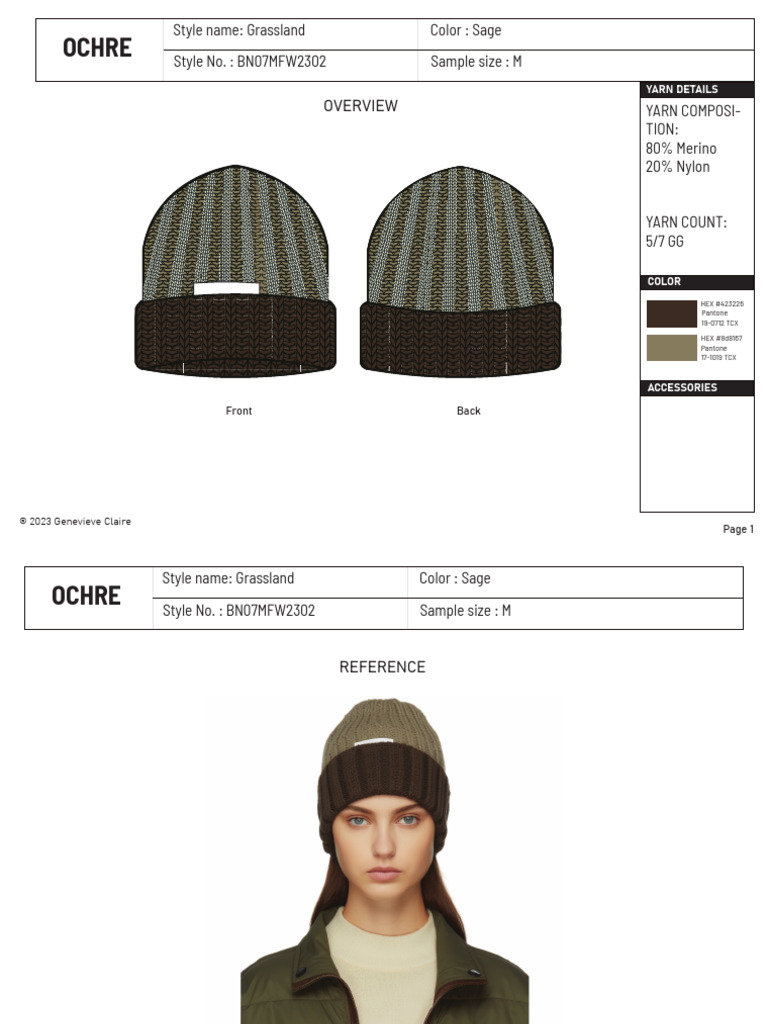 Beanie Cap Tech Pack | PDF | Textiles