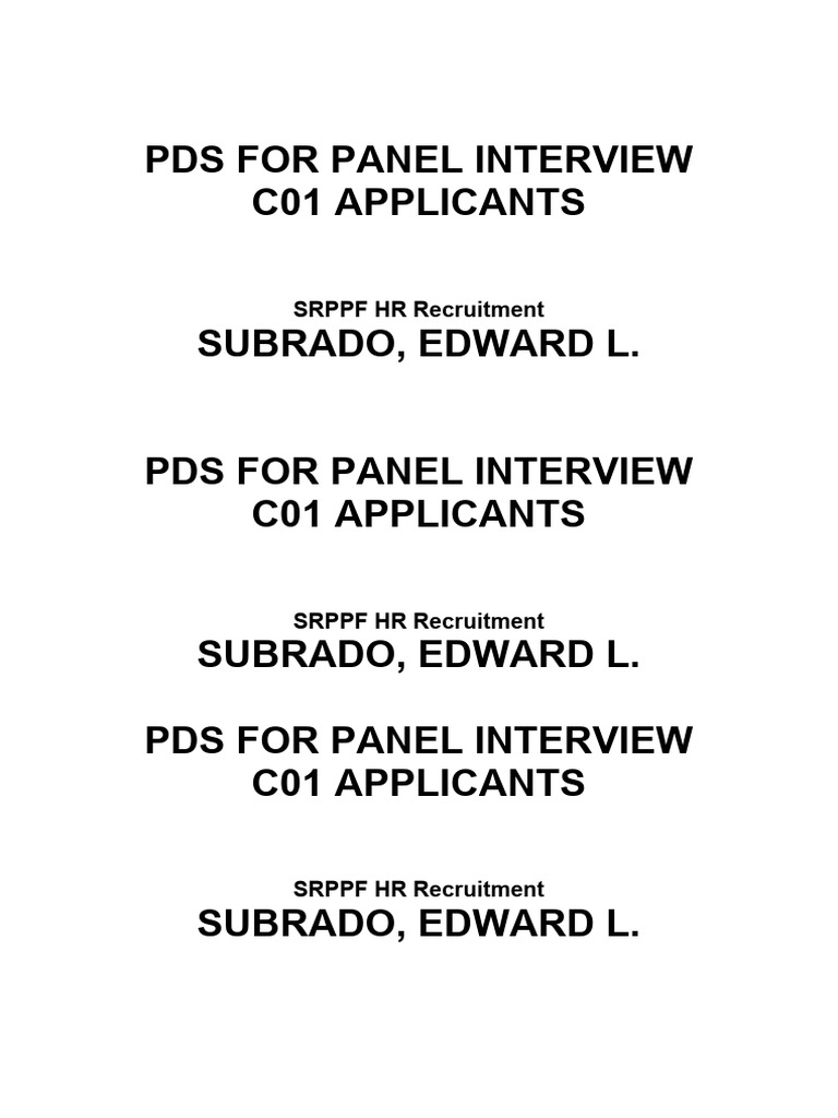 Pds For Panel Intervie1 | PDF