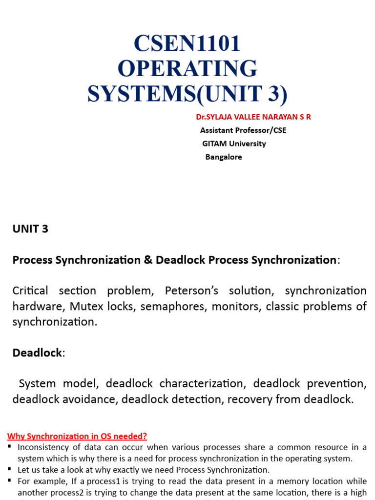 Os Unit3 Sylaja Pdf Process Computing Concurrency Computer