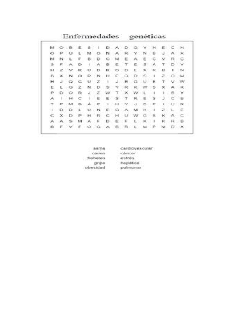 Sopa Letras Genetica | PDF