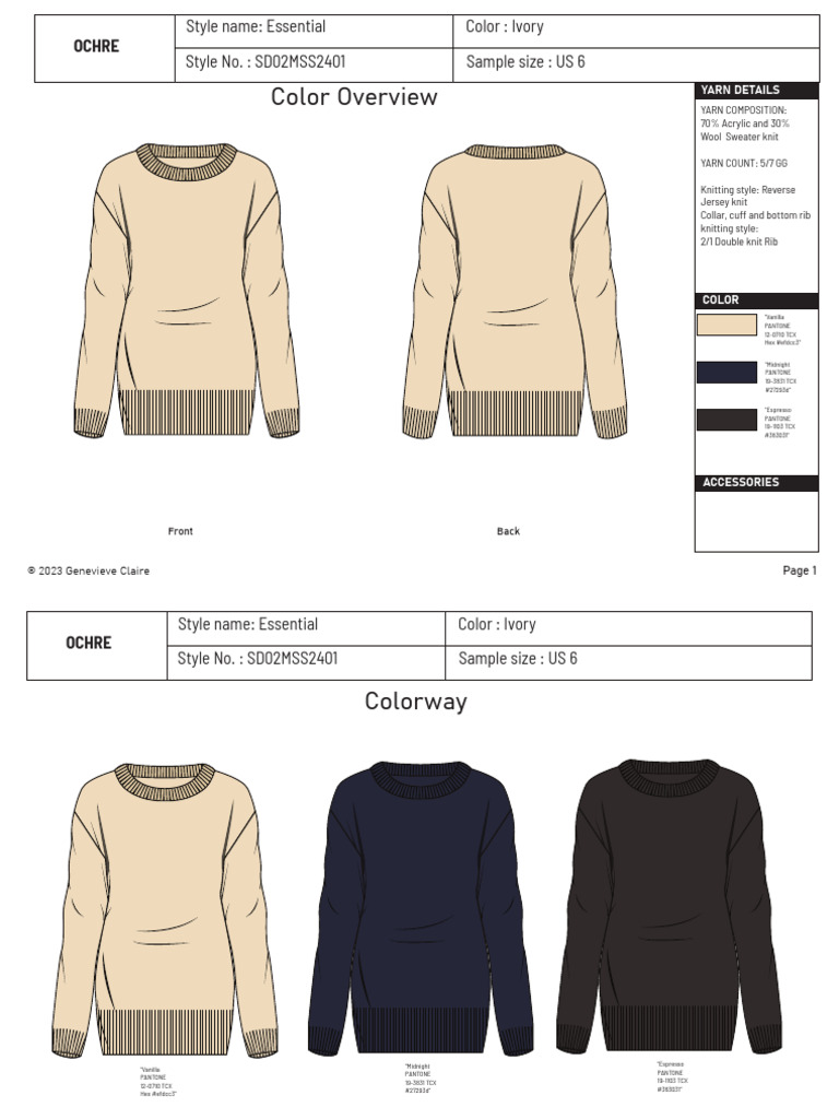 Ladies Sweater Tech Pack | Download Free PDF | Knitting | Clothing
