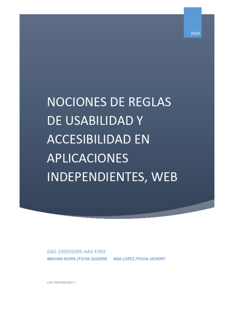 Nociones de Reglas de Usabilidad y Accesibilidad en Aplicaciones ...