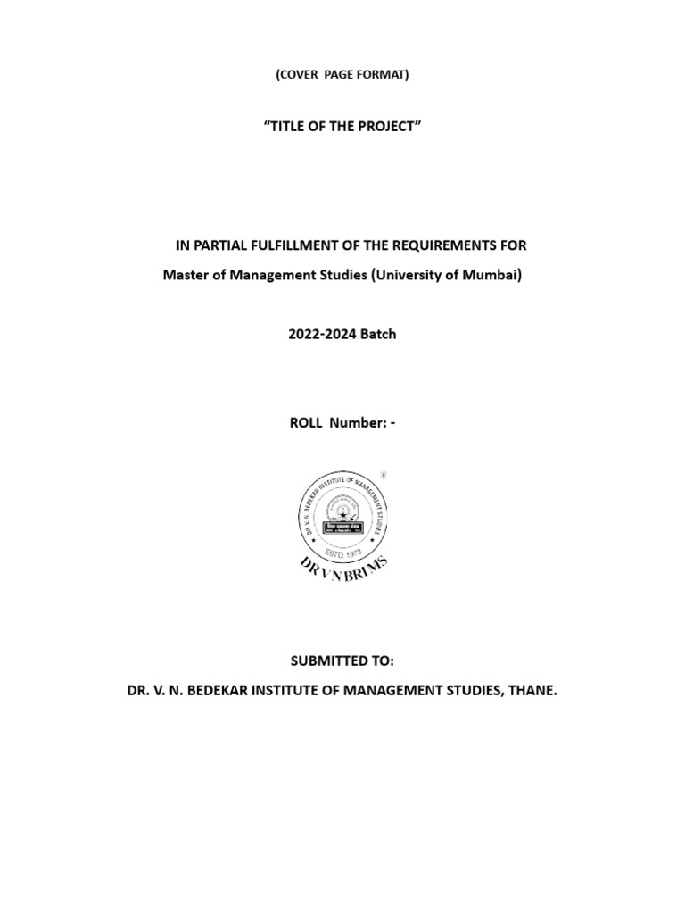 Cover Page Format | PDF