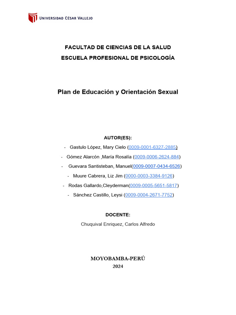 Formato PEOS | PDF | Educación sexual | Relaciones interpersonales