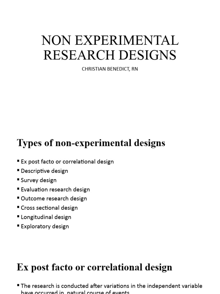 NON EXPERIMENTAL DESIGNS | PDF | Survey Methodology | Inquiry NON EXPERIMENTAL DESIGNS | PDF | Survey Methodology | Inquiry