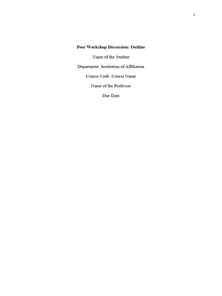Peer Workshop Discussion: Outline | PDF | Self-Improvement | Lifestyle