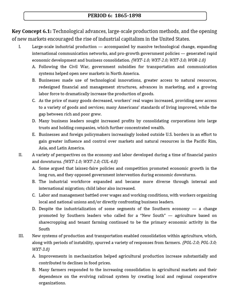 APUSH Period 6: 1865-1898 Overview | PDF | Labour Economics | The ...