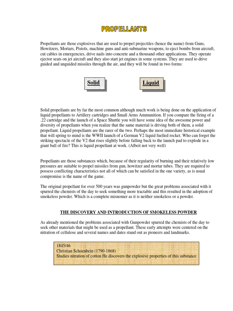 Understanding Propellants: Types and Uses | PDF | Ballistics | Projectiles