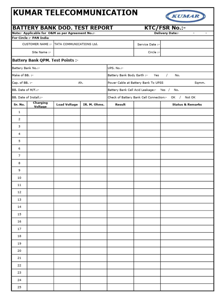 Battery Bank DOD Test Report Summary | PDF | Electric Power | Galvanic ...