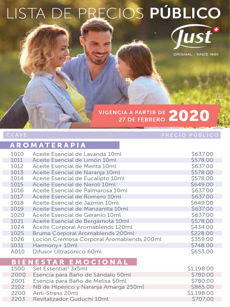 Nueva Lista Precios Publico 2020web PDF | PDF | Aromaterapia