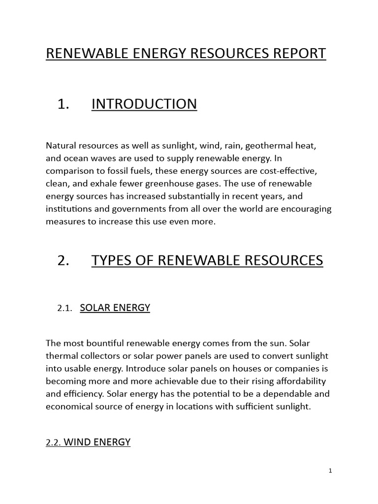 Renewable Energy Resources Overview | PDF | Renewable Energy | Energy ...
