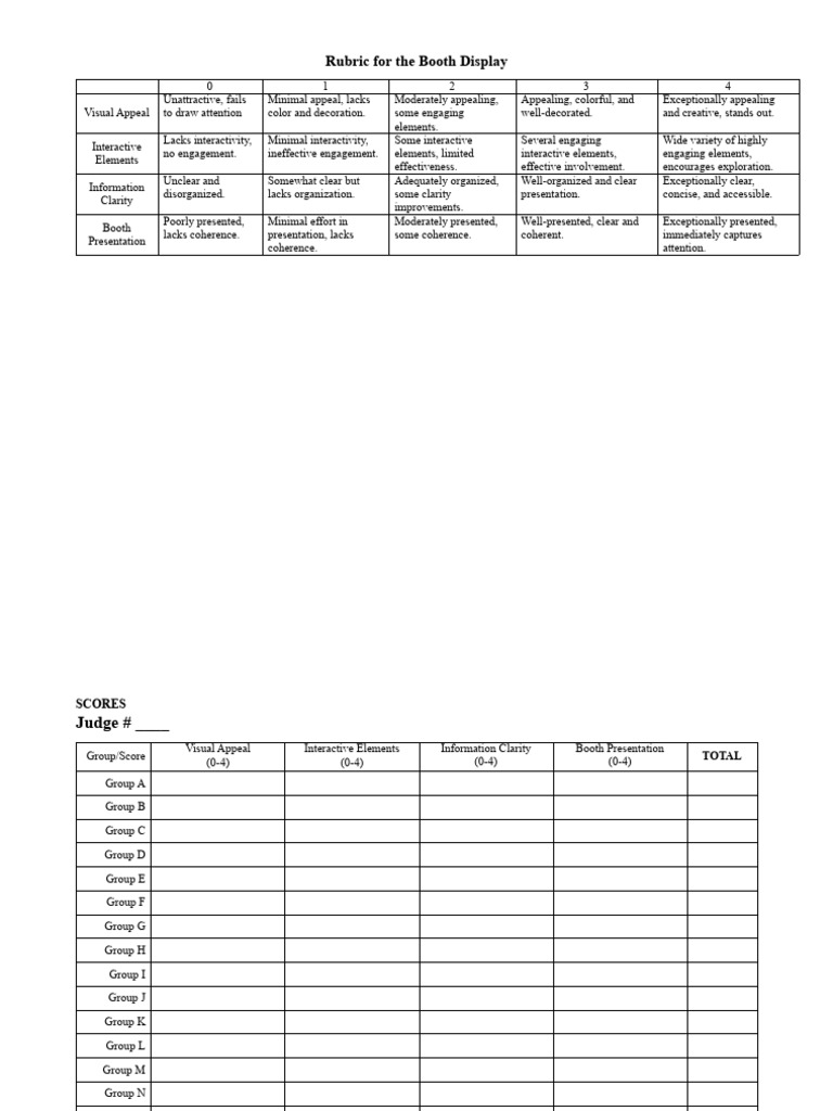 Booth Display Judging Criteria | PDF | Career & Growth