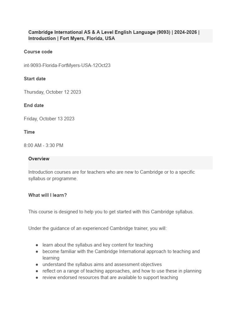 Agenda Cambridge International AS & A Level English Language (9093 ...