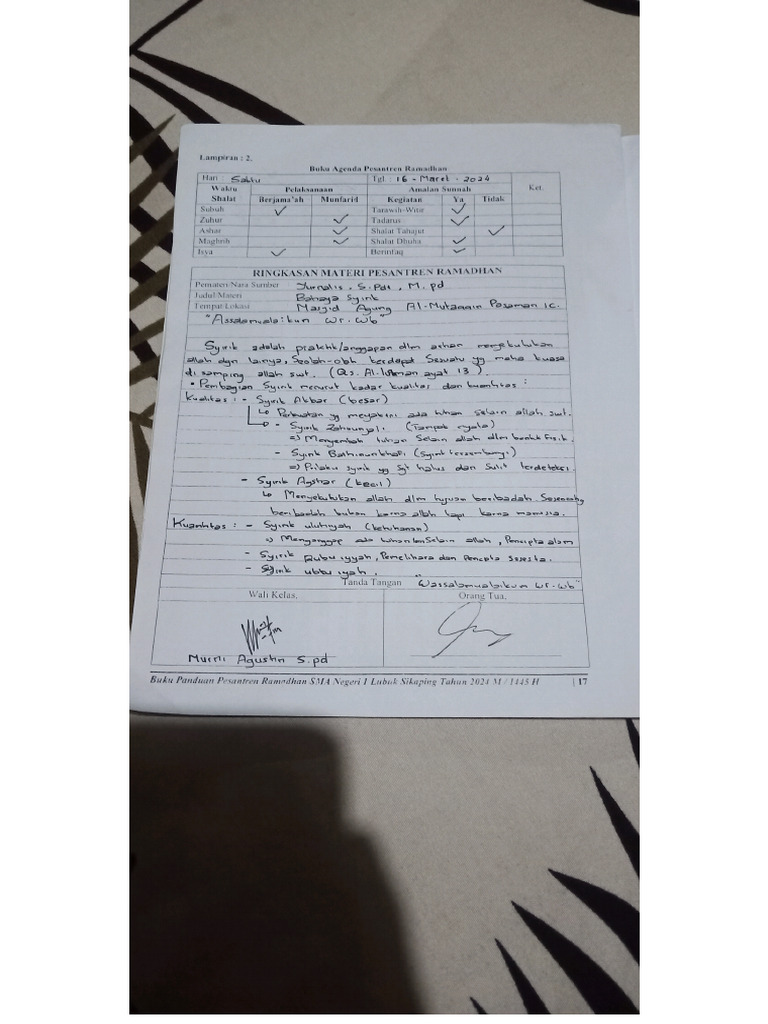 Catt Pesantren Ramadhan 1445 H | PDF