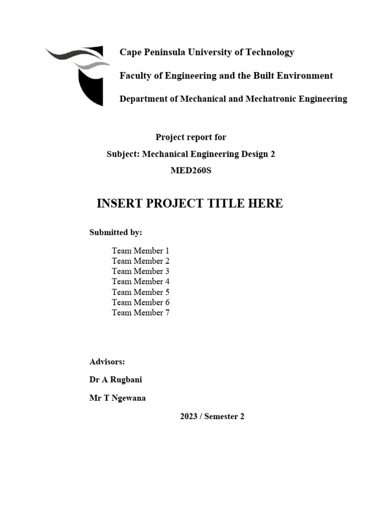 Design Report Template MED260s (1) | PDF | Strength Of Materials | Belt ...