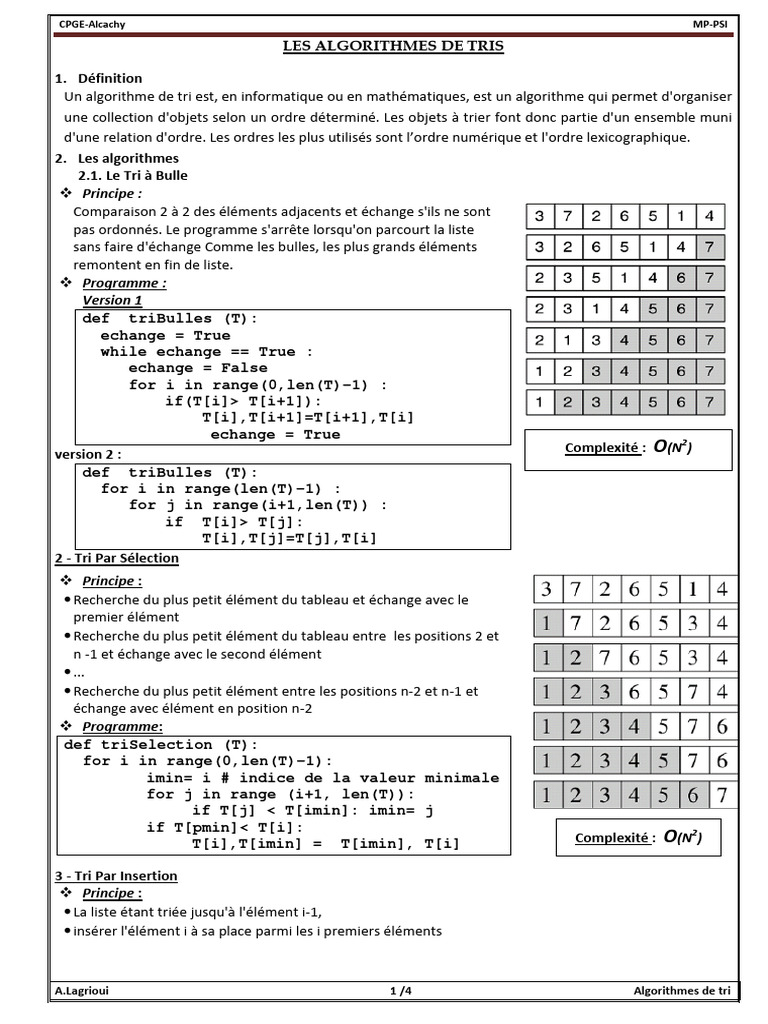 Algorithmes de tri en informatique | PDF | Mathématiques ...