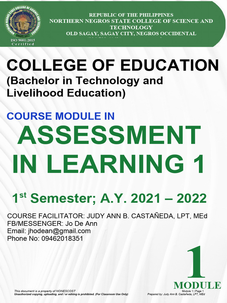 COED CastanedaJA Midterm Module Assessment in Learning 1 | PDF | Educational Assessment | Rubric ...