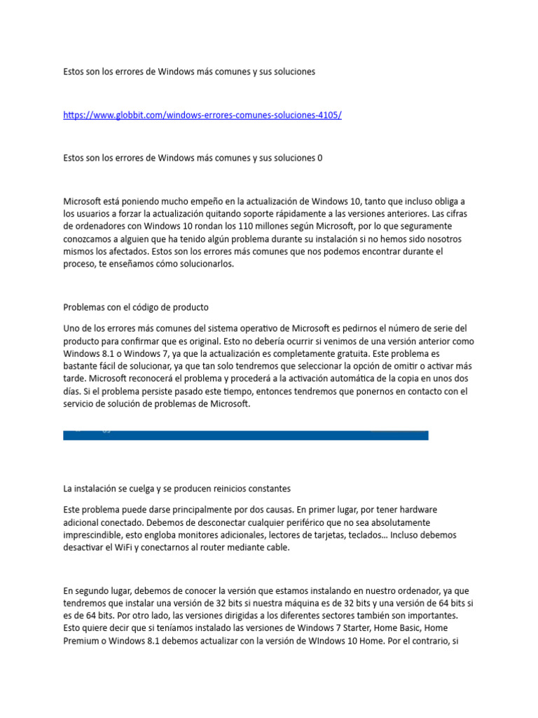Estos Son Los Errores de Windows Más Comunes y Sus Soluciones | PDF ...