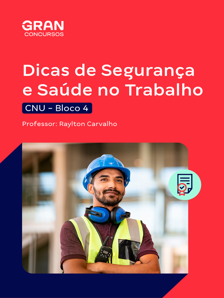 E Book Cnu Bloco 4 Dicas de Seguranca e Saude No Trabalho Nrs ...