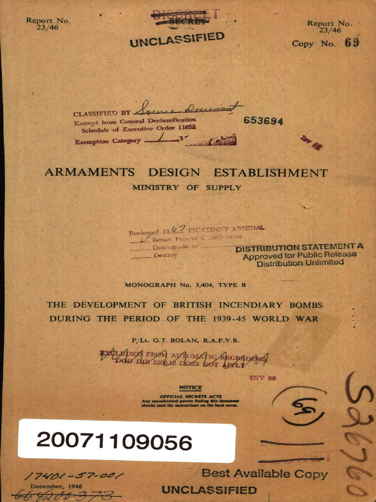 Development of British Incendiary Bombs | PDF | History