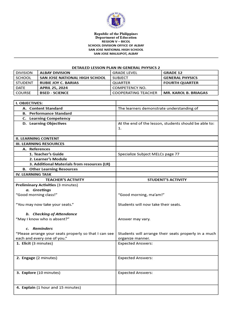 LESSON PLAN - Fourth Quarter - 6 - Relativity | PDF | Teachers | Lesson ...