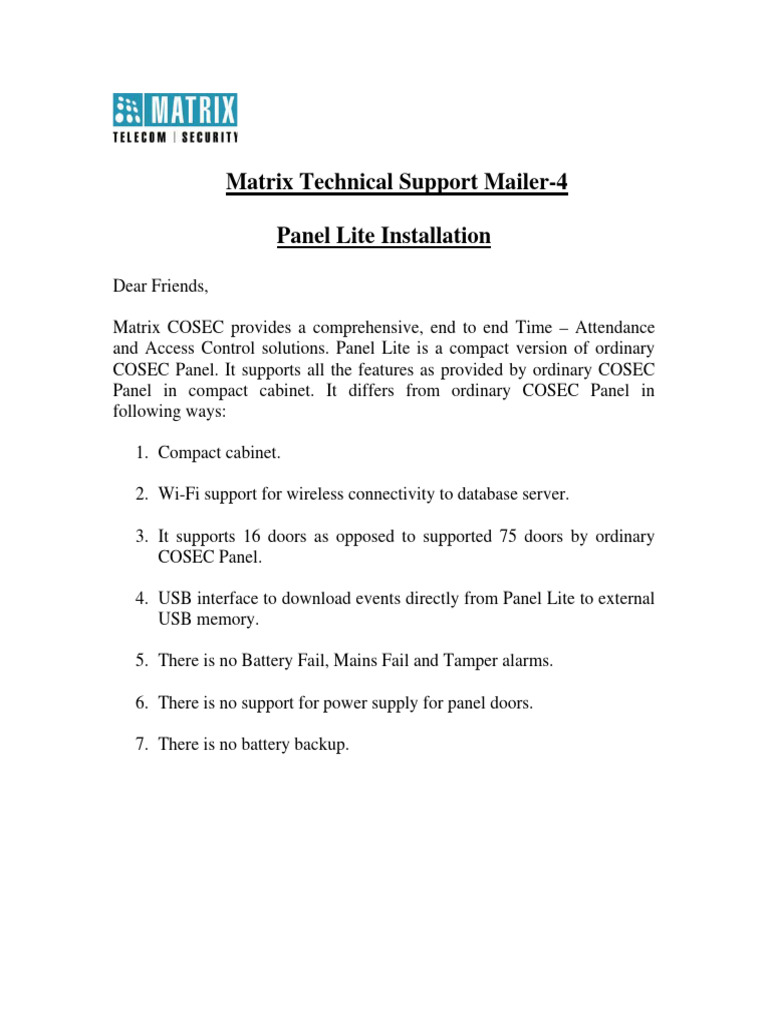 MTSM-4 Panel Lite Installation | PDF | Computer Network | Wi Fi