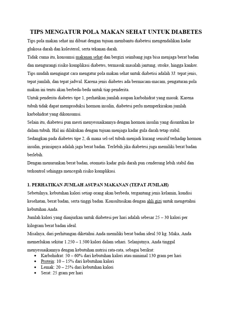 Tips Mengatur Pola Makan Sehat Untuk Diabetes Pdf 6359