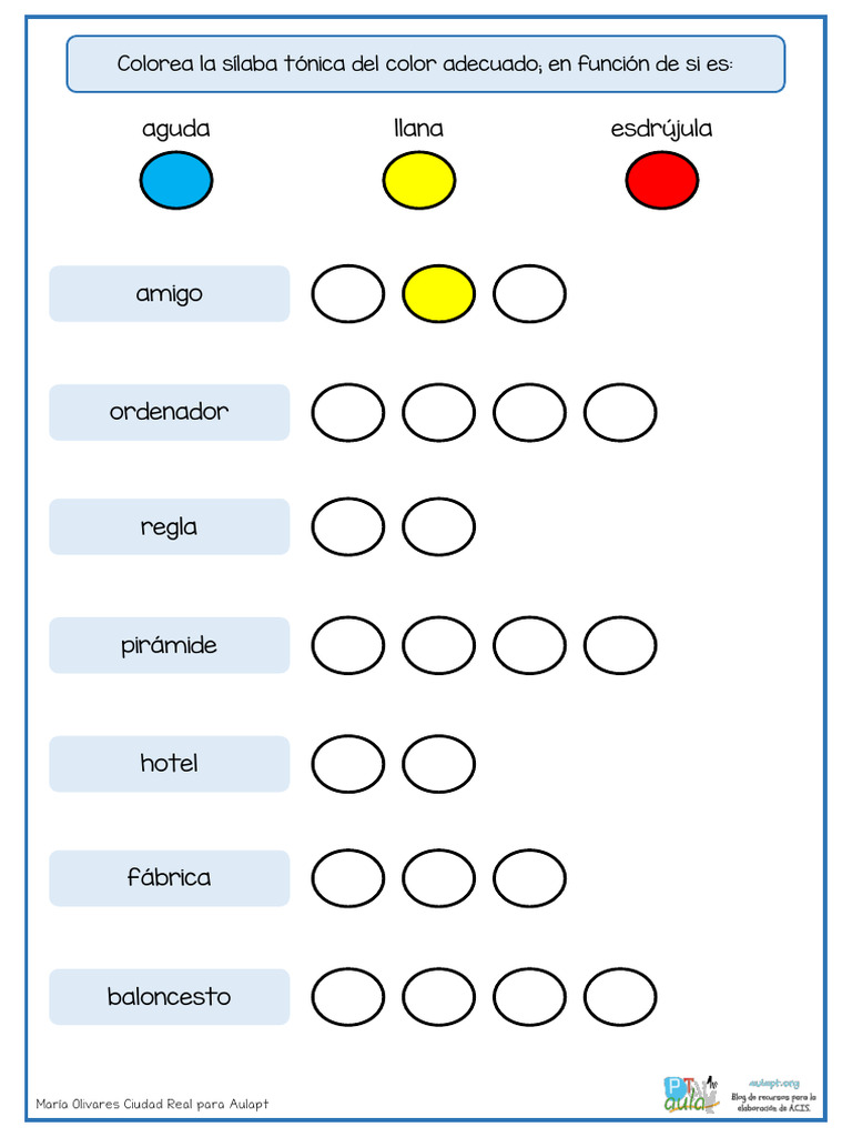 Colorear Silaba Tonica | PDF