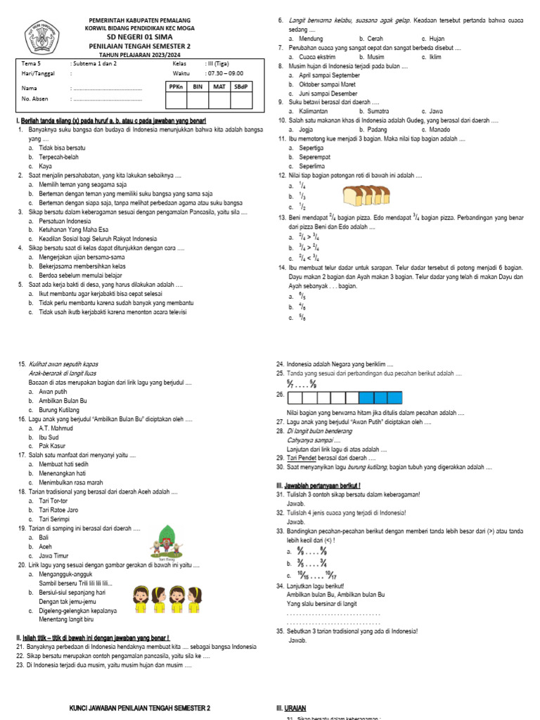 Soal PTS T5 ST1 ST2 | PDF