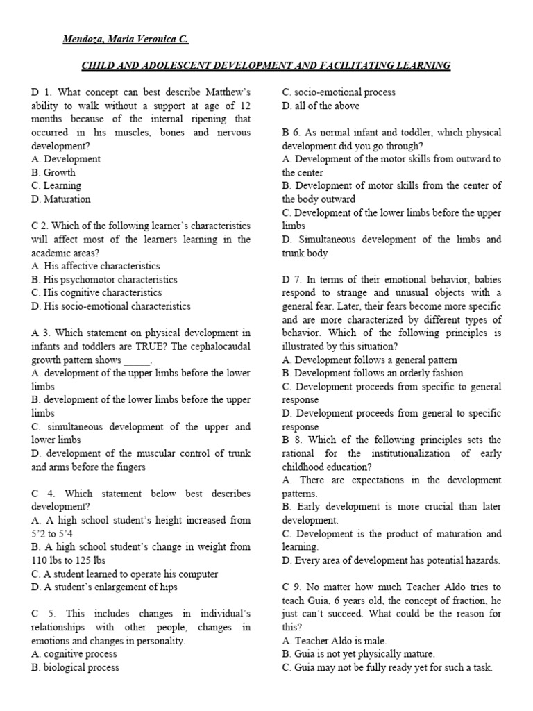 Group 1 Cap Child and Adolescent Development and Facilitating Learning ...