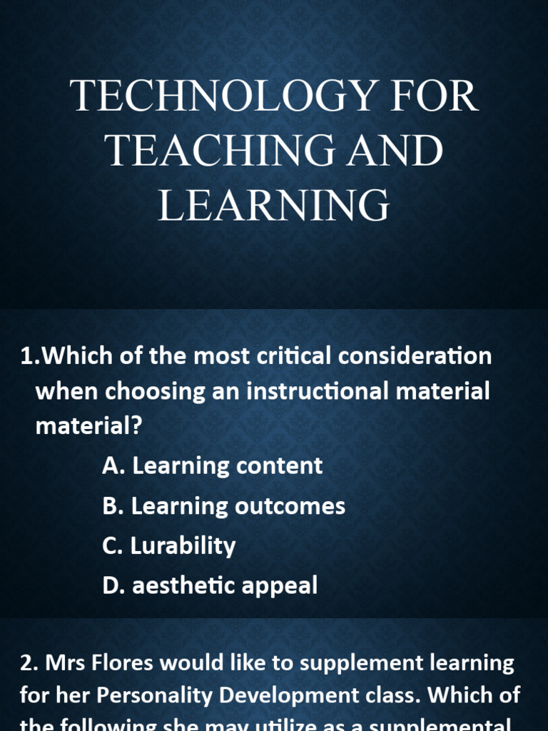 Technology For Teaching and Learning | PDF | Educational Technology ...