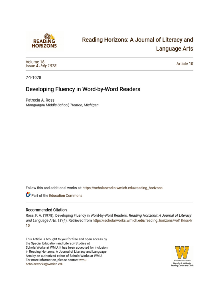 Developing Fluency in Word-By-Word Readers | PDF | Neuroscience | Behavior Modification