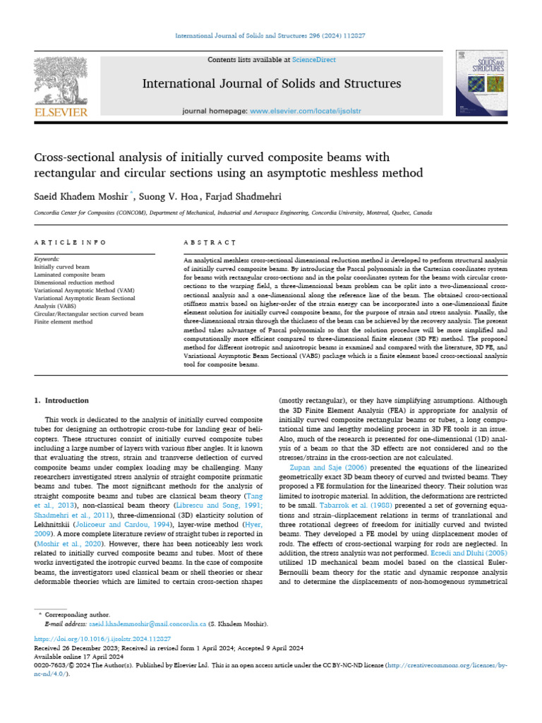 Cross Sectional Analysis of Initially Curved Composit 2024 International Jou | Download Free PDF ...