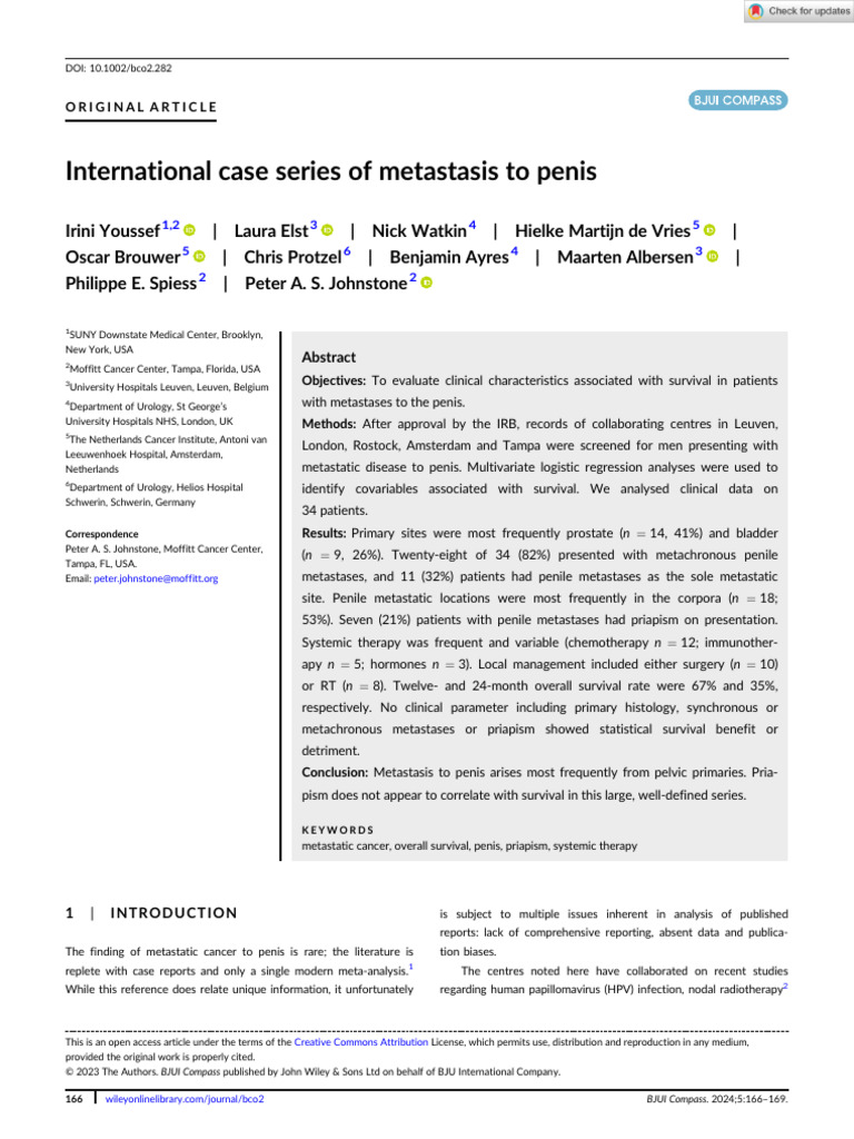 BJUI Compass - 2023 - Youssef - International Case Series of Metastasis To Penis | PDF ...