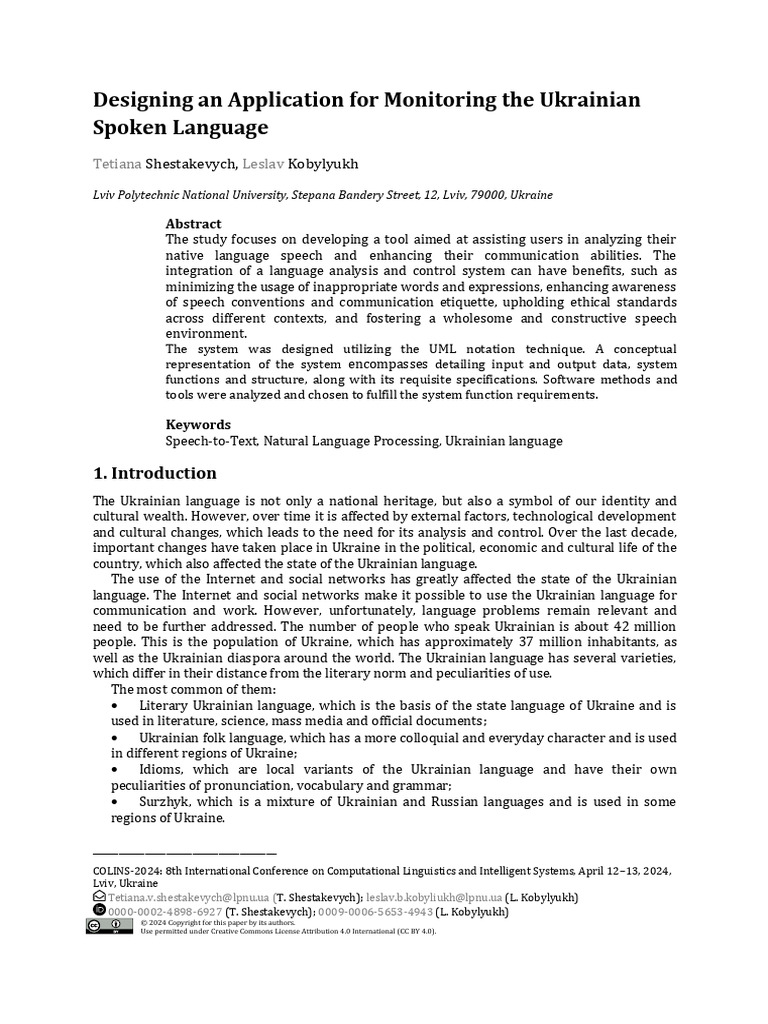 Designing An Application For Monitoring The Ukrainian Spoken Language ...