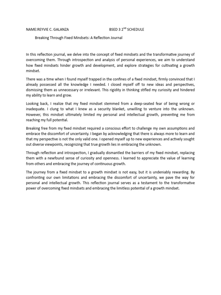 Breaking Through Fixed Mindsets | PDF