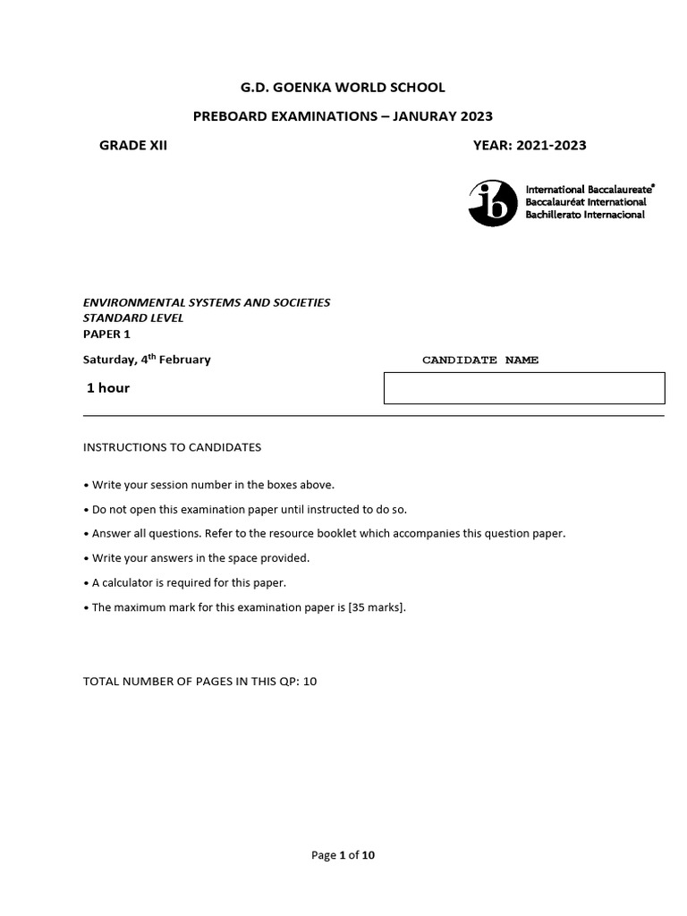 ESS Paper 1 - Preboard | PDF | Climate Change Mitigation | Tropical ...
