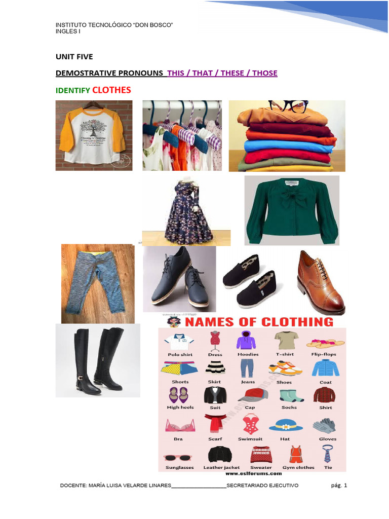 UNIT FIVE DEMONSTRATIVE PRONOUNS | PDF | T Shirt | Blouse