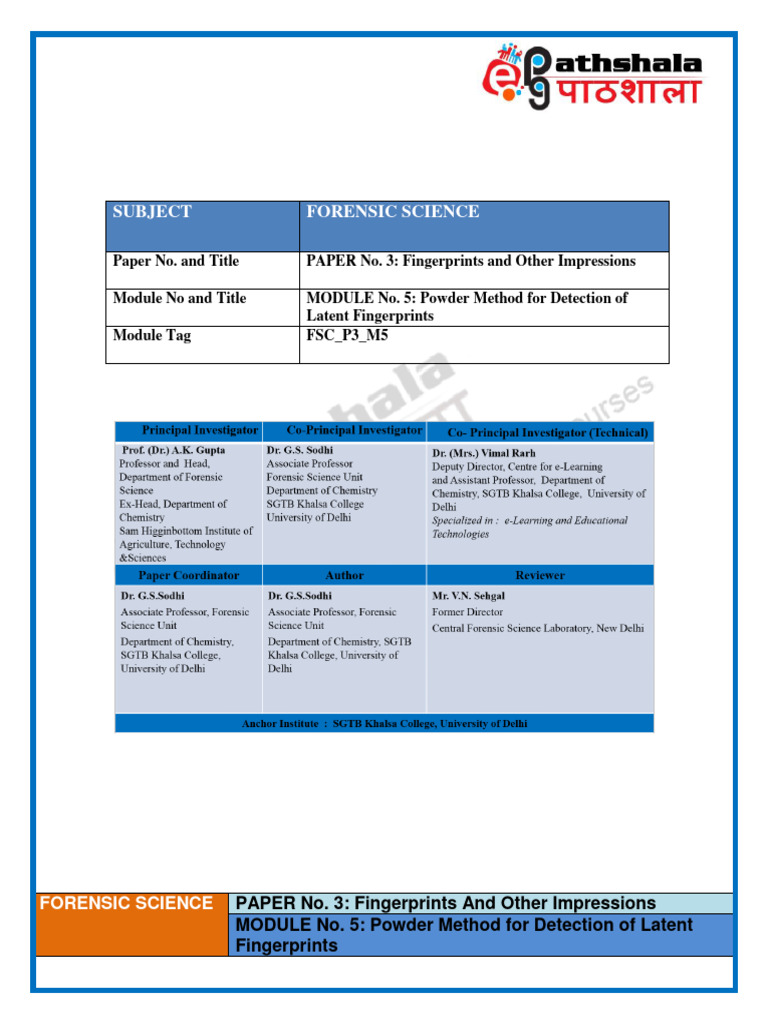 Unit II Fingerprint Lab Manual and Reading Material | PDF | Fingerprint ...