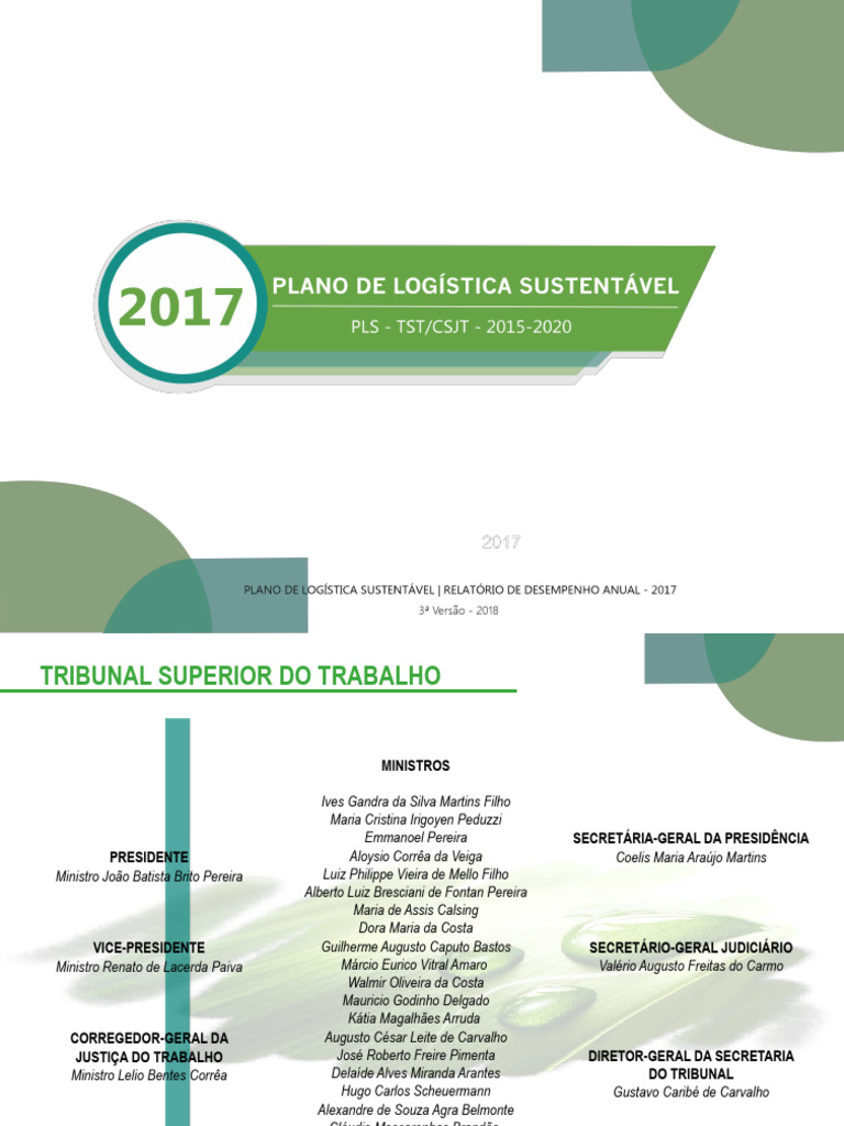Plano De Logística Sustentável Do Tst 2017 Download Grátis Pdf