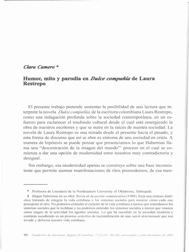 Humor y mito en Dulce compañía | PDF | Narración | Testimonio